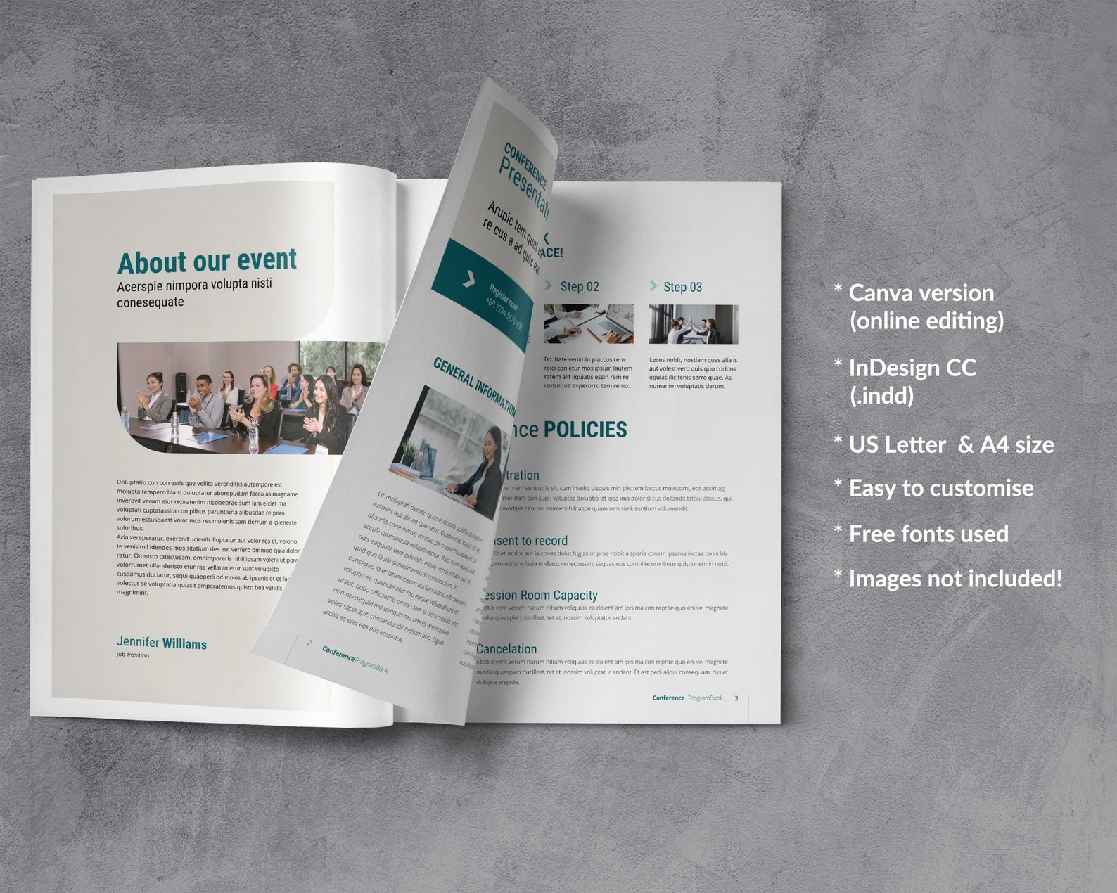 Conference Agenda Template Canva, Business Event Brochure Canva ...