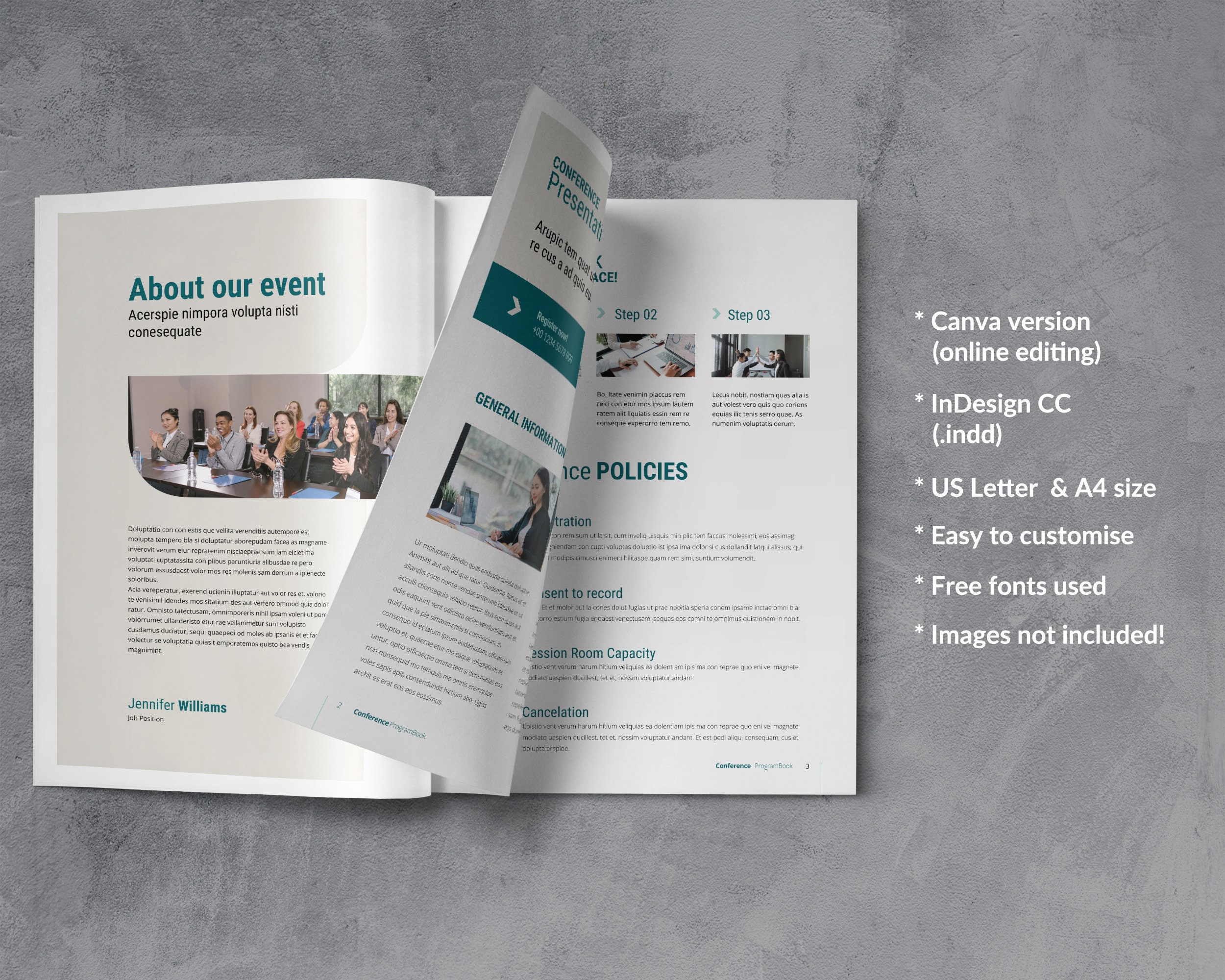 Conference Agenda Template Canva, Business Event Brochure Canva ...