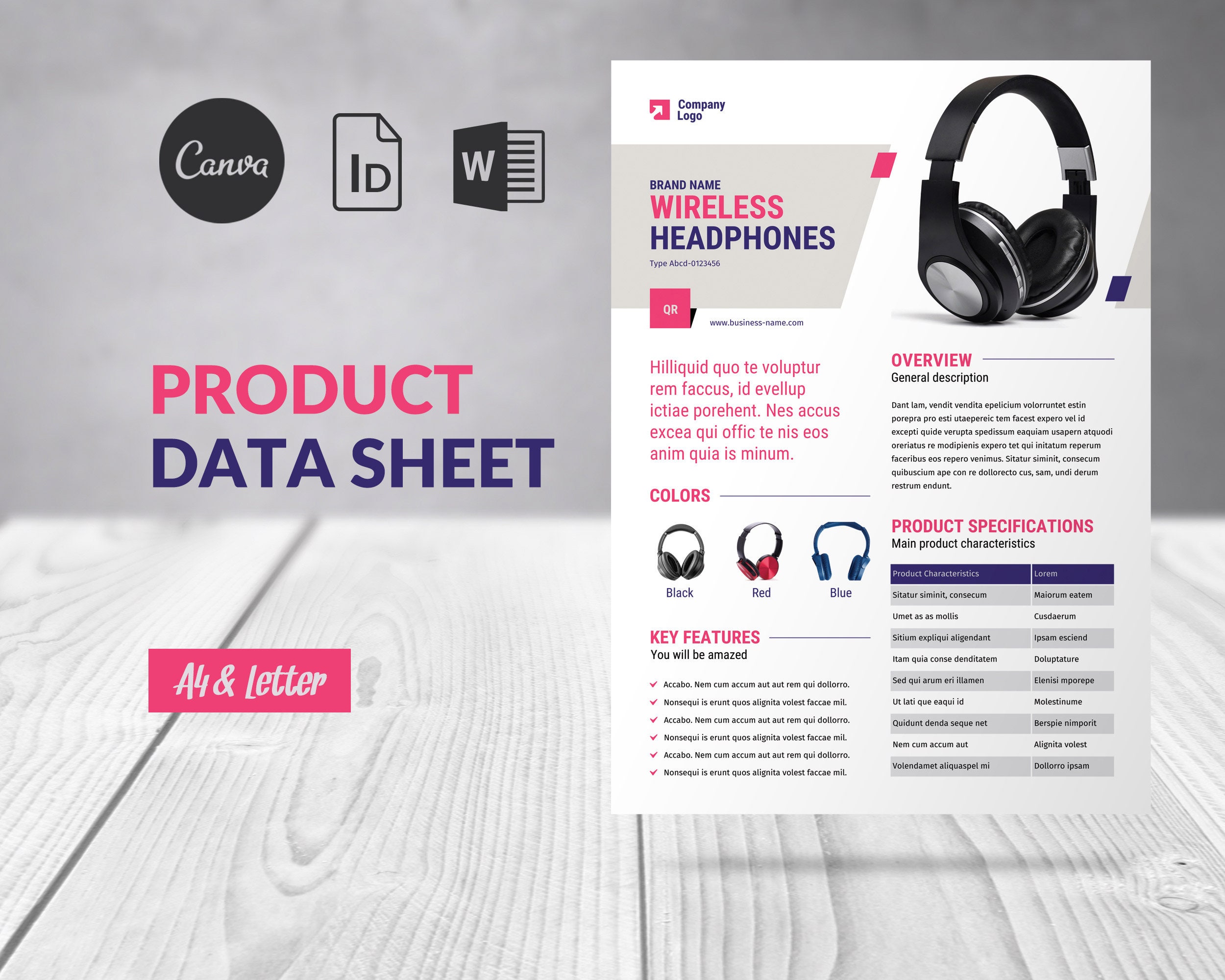 Product Sheet Template Canva Flyer, Word Editable Design Product Data ...