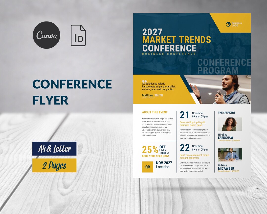 Business Conference Program Canva Editable Flyer Event, Marketing ...