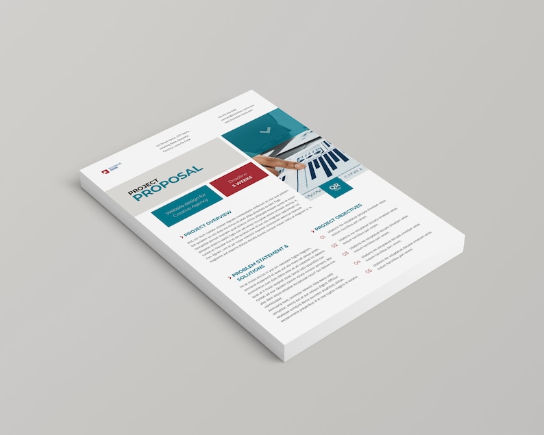 Minimal Project Proposal Canva Template, Word Simple Proposal Two-page ...