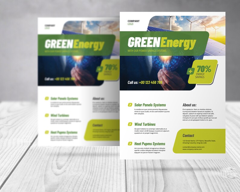 Renewable Energy Business Flyer Editable Canva Template, Green Energy ...