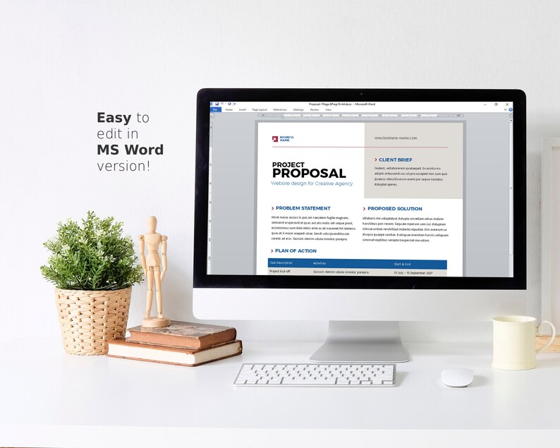 Minimal Project Proposal Canva Template, Word Simple Proposal, Business ...