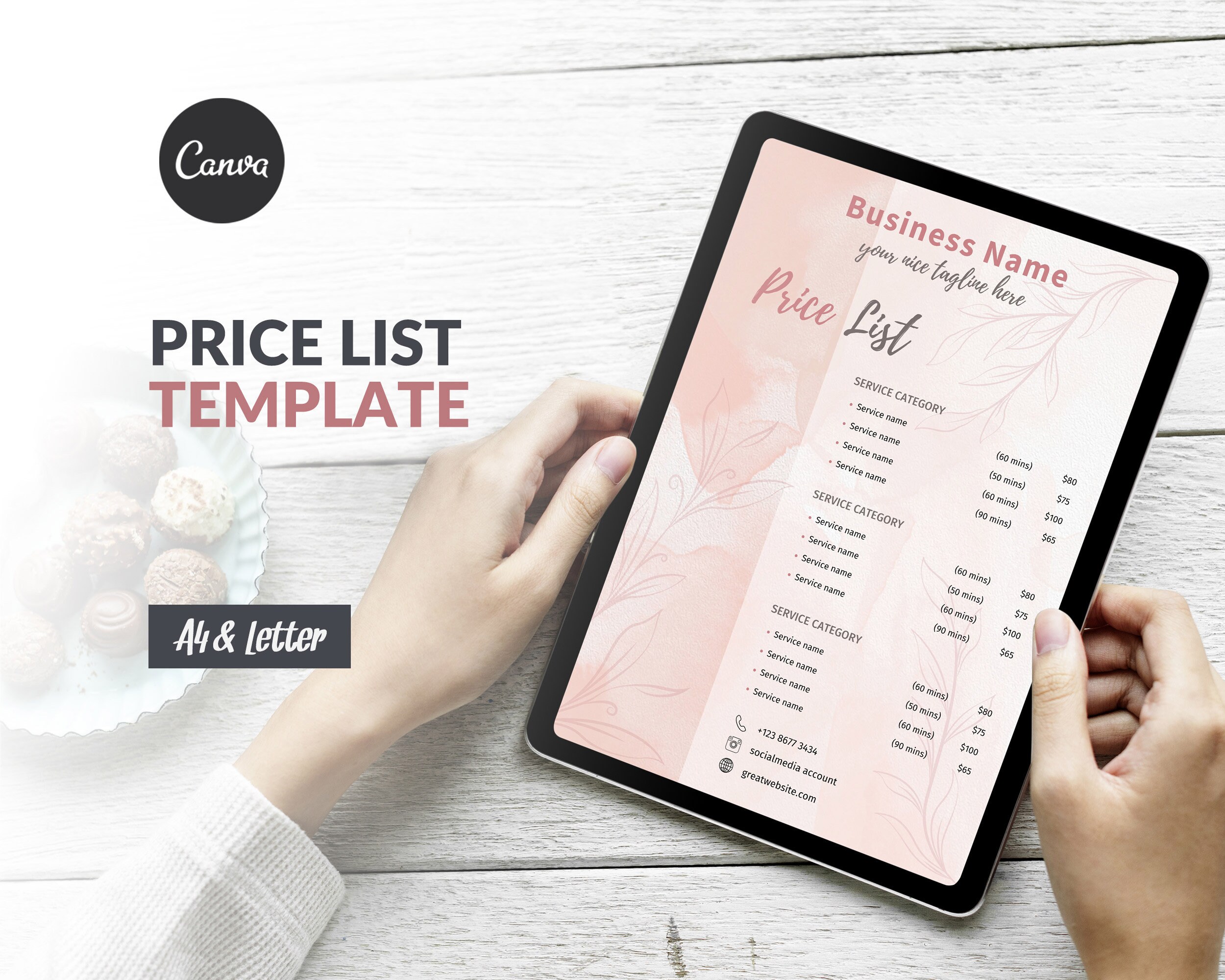 DIY Price List Template Canva Flyer, Editable Beauty Salon Pricing ...