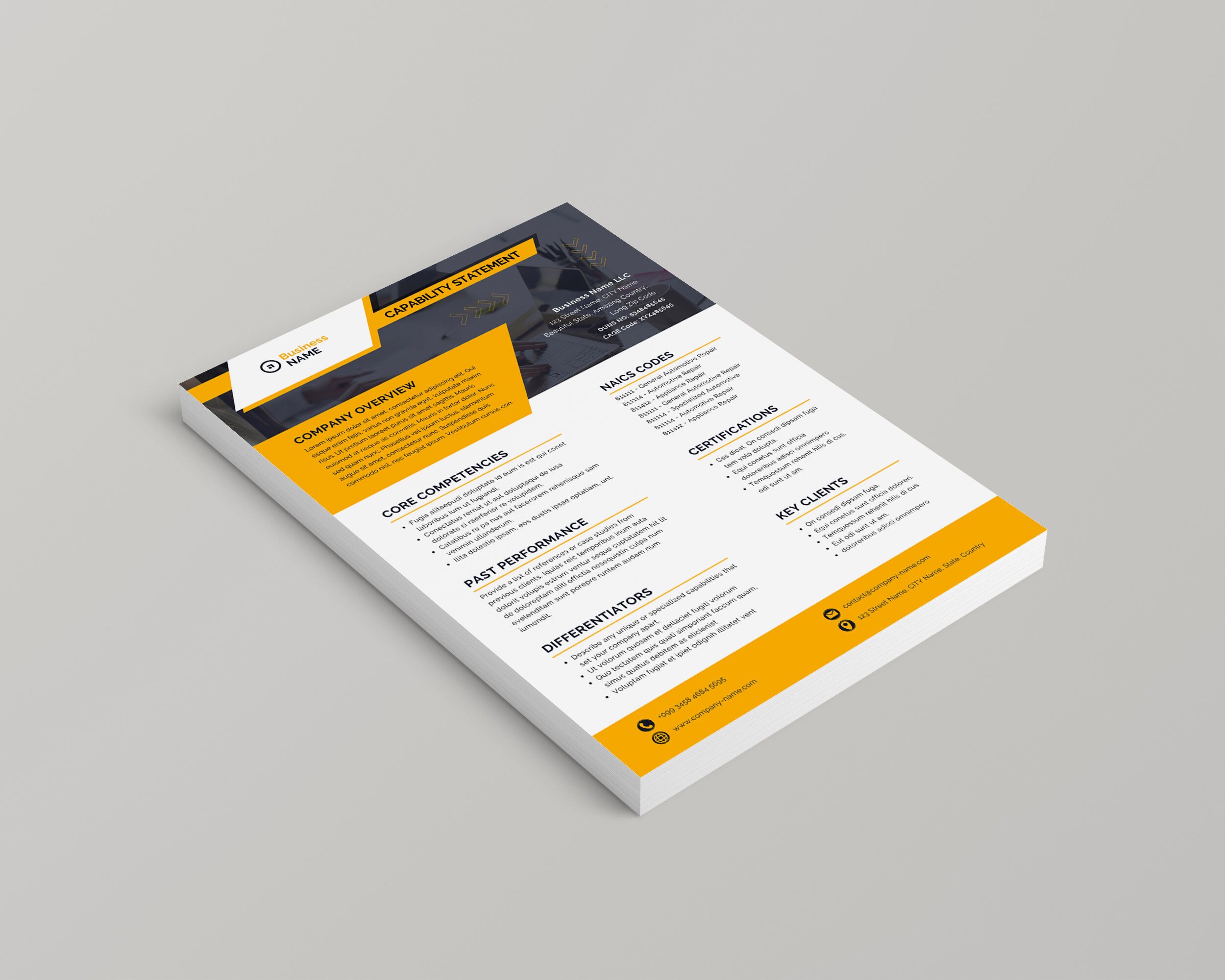 Capability Statement Template Canva, Corporate Flyer, Business ...