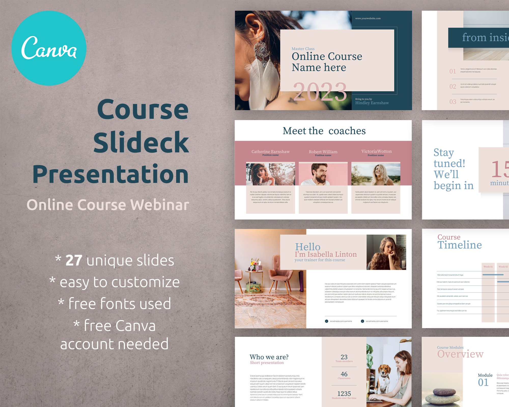 Webinar Slide Deck Course Creators Canva Online Course - Etsy