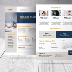 Project Status Report Template Canva, Project Summary MS Word, Progress ...