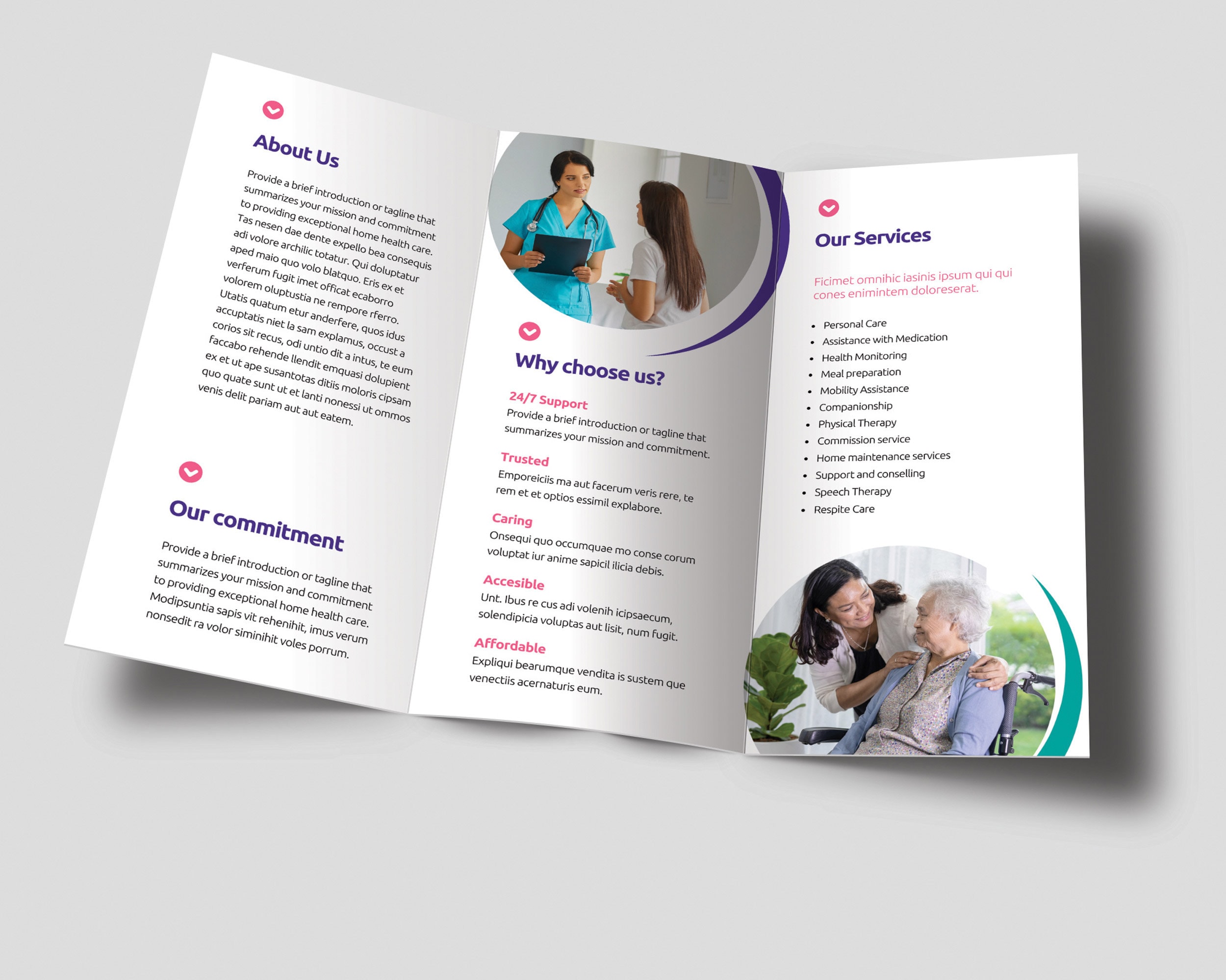 Personal Home Care Flyer Trifold Template Canva, Senior Home Health ...