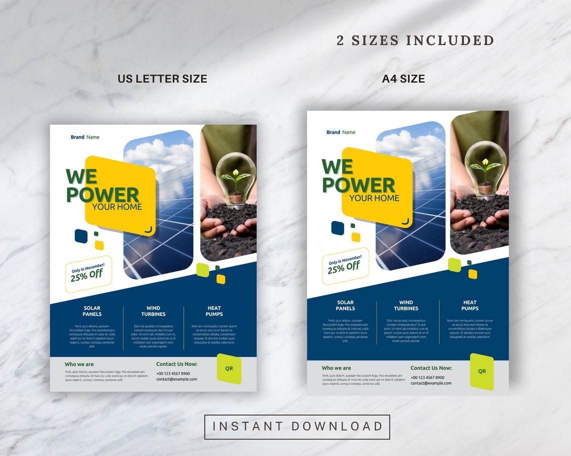 Solar Energy Flyer Template, Renewable Energy Flyer Canva Editable ...