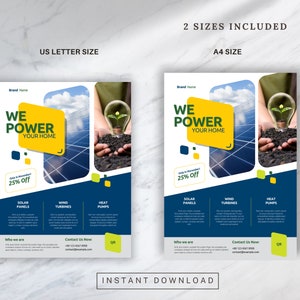 Solar Energy Flyer Template, Renewable Energy Flyer Canva Editable ...