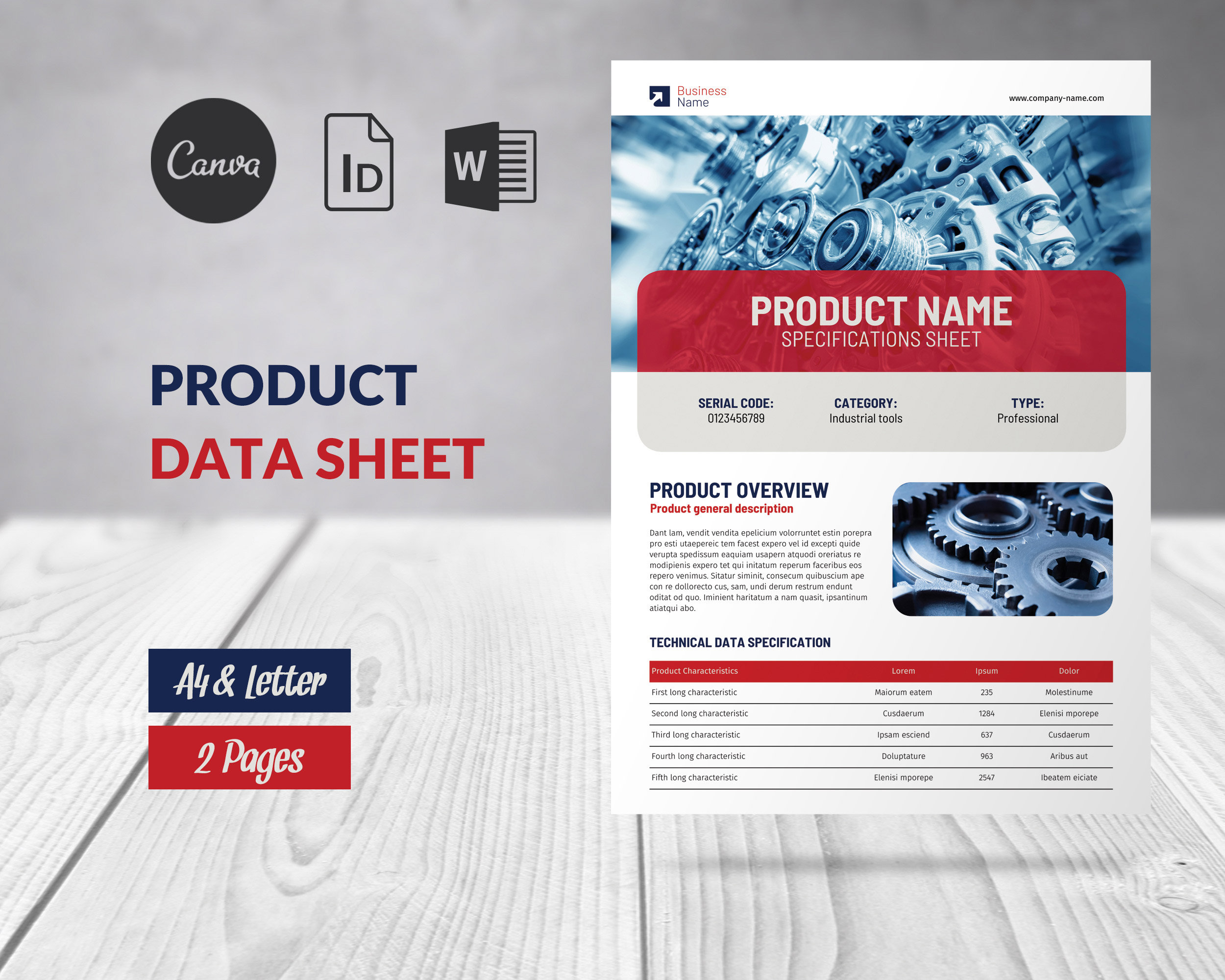 Product Specification Sheet Template Canva, Product Data Sheet Word ...