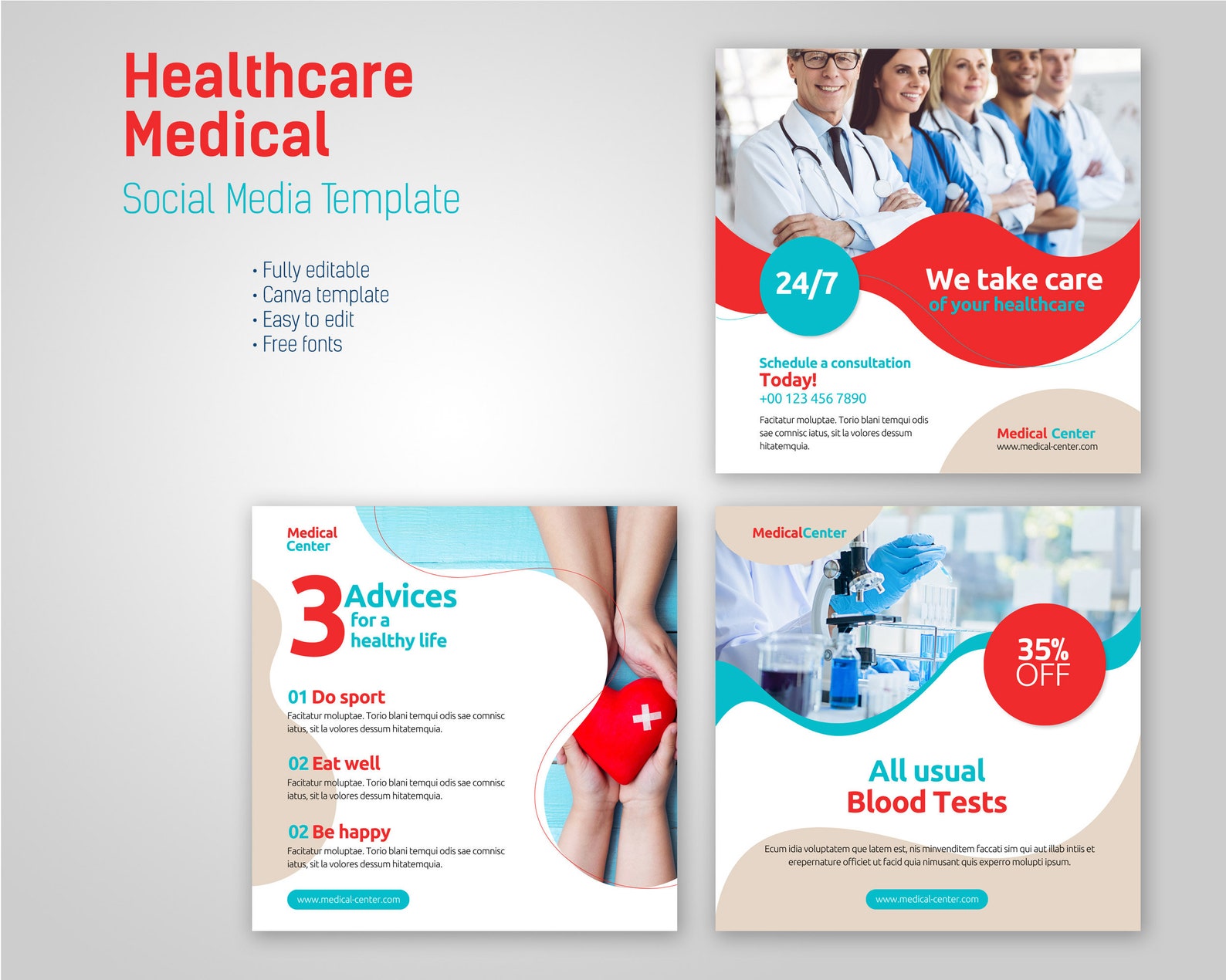 Medical Health Care Social Media Flyer Template Canva, Instagram Post ...
