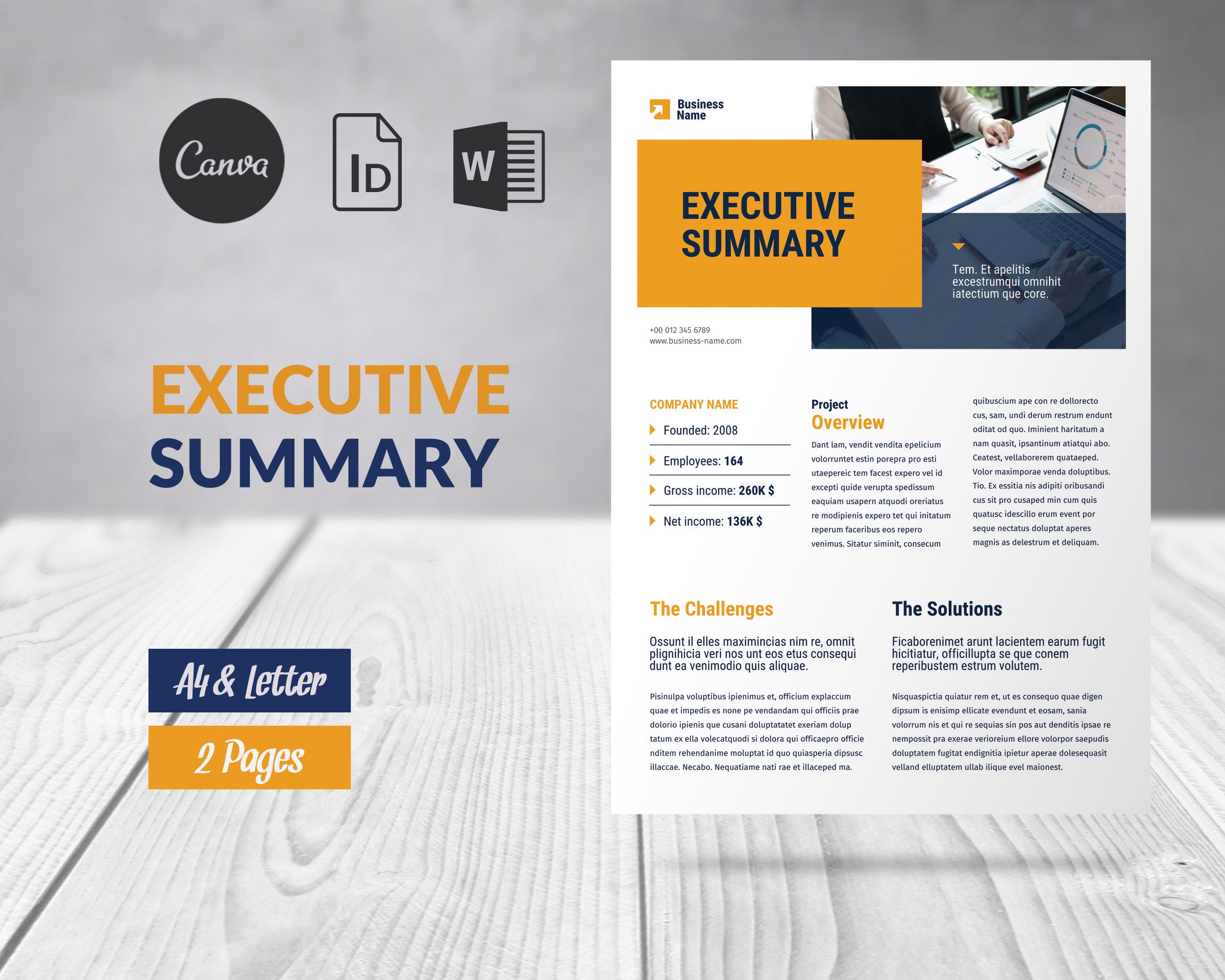 Business Executive Summary Template Canva, Word Template Small Business ...