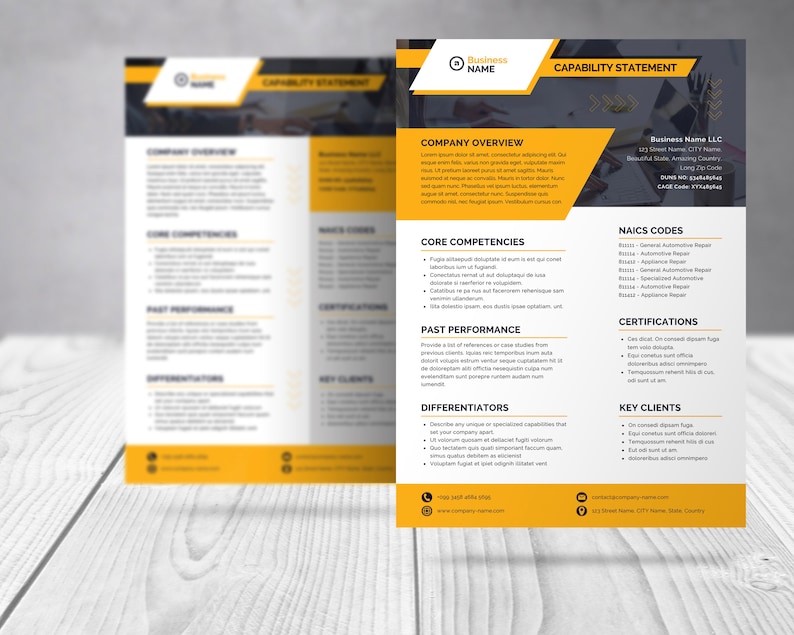 Capability Statement Template Canva, Corporate Flyer, Business ...