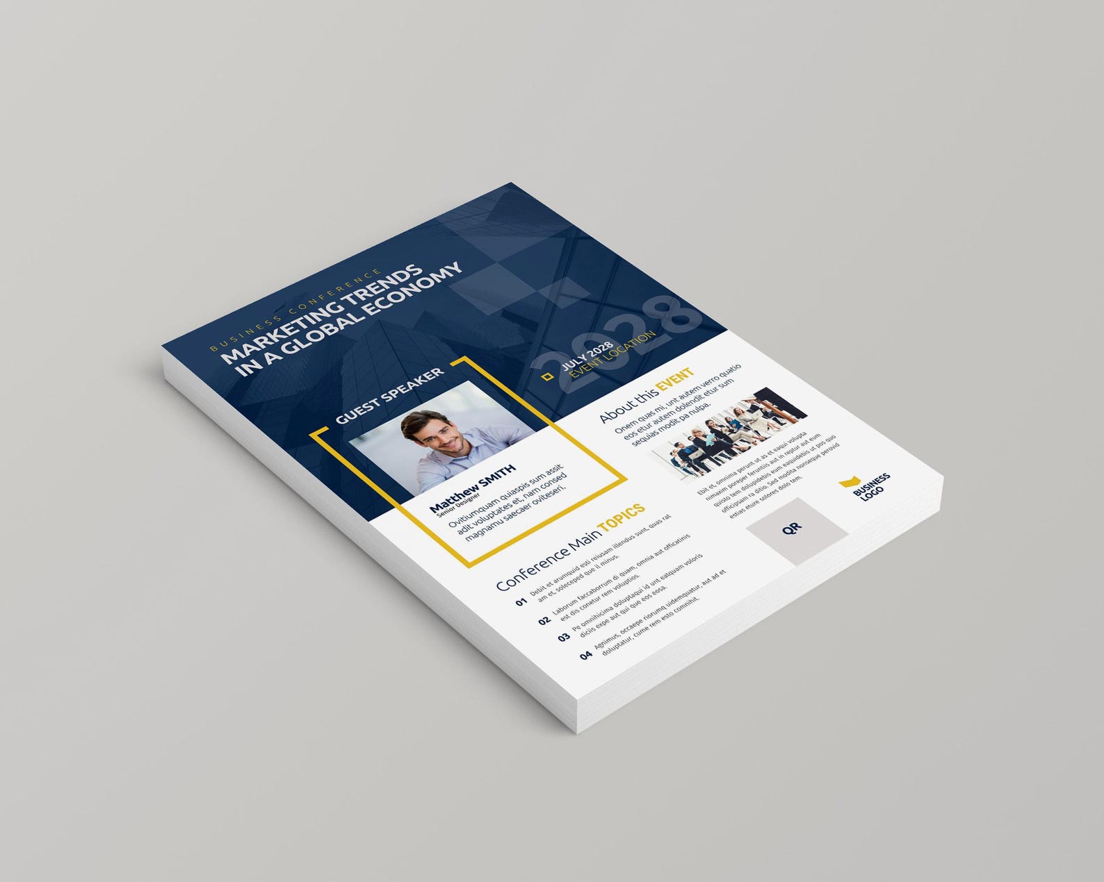 Business Conference Program Flyer, Canva Editable Flyer Event, Business ...