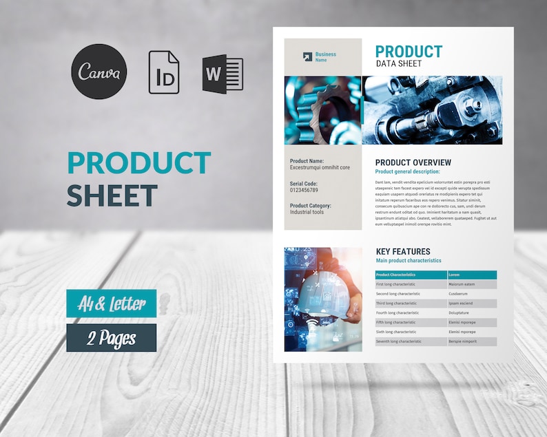Product Sheet Template Canva, Flyer Product Data Sheet, Product ...