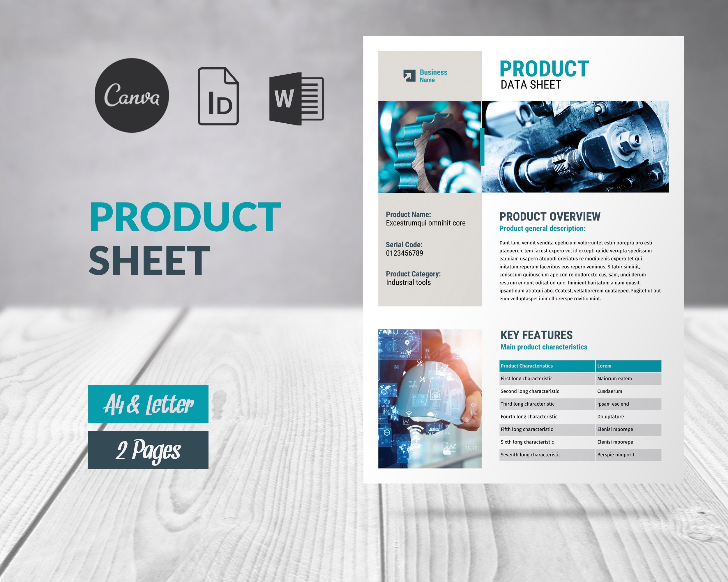 Product Sheet Template Canva, Flyer Product Data Sheet, Product ...