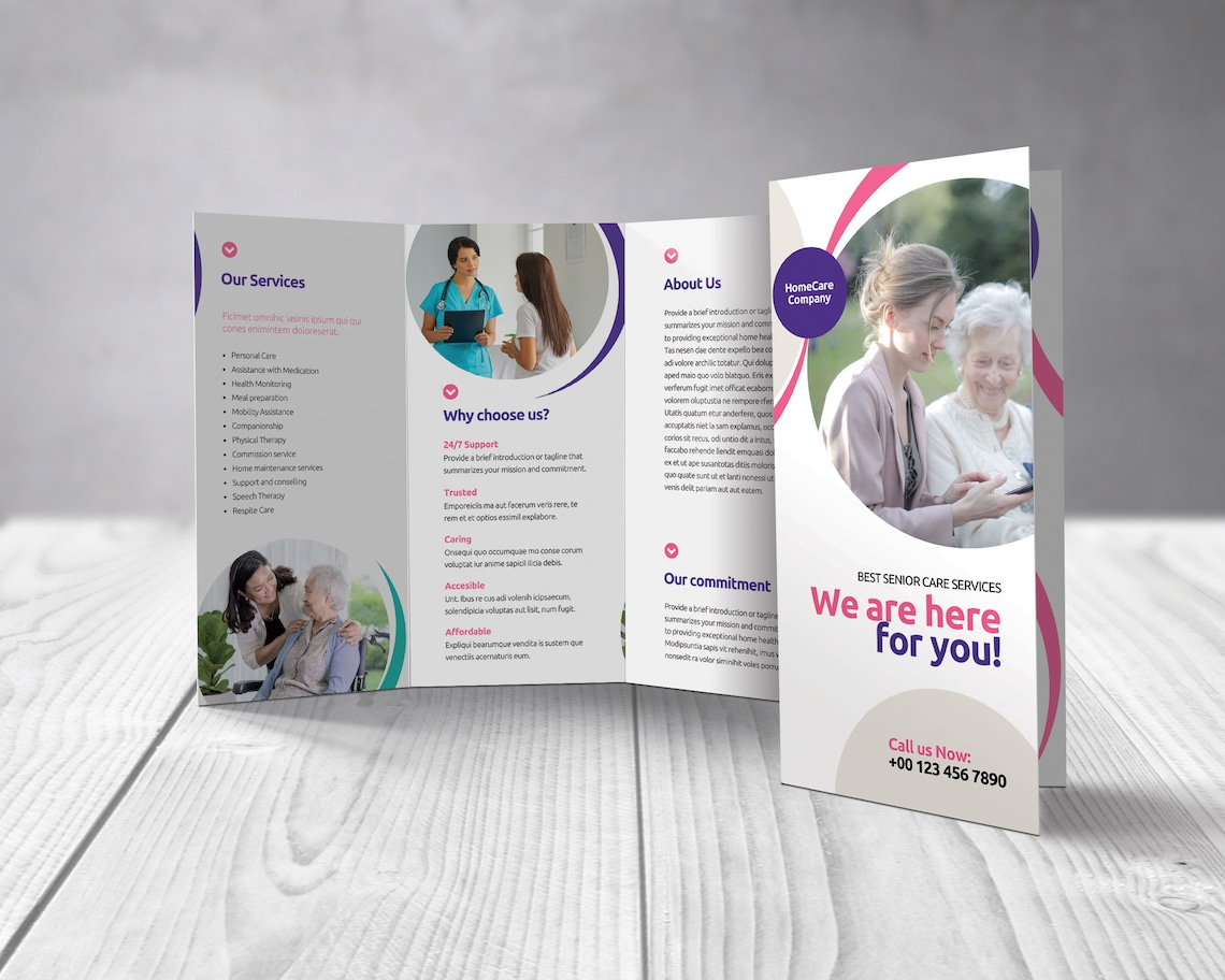 Personal Home Care Flyer Trifold Template Canva, Senior Home Health ...