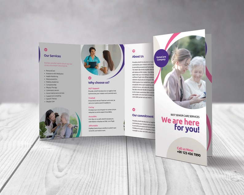 Personal Home Care Flyer Trifold Template Canva, Senior Home Health ...