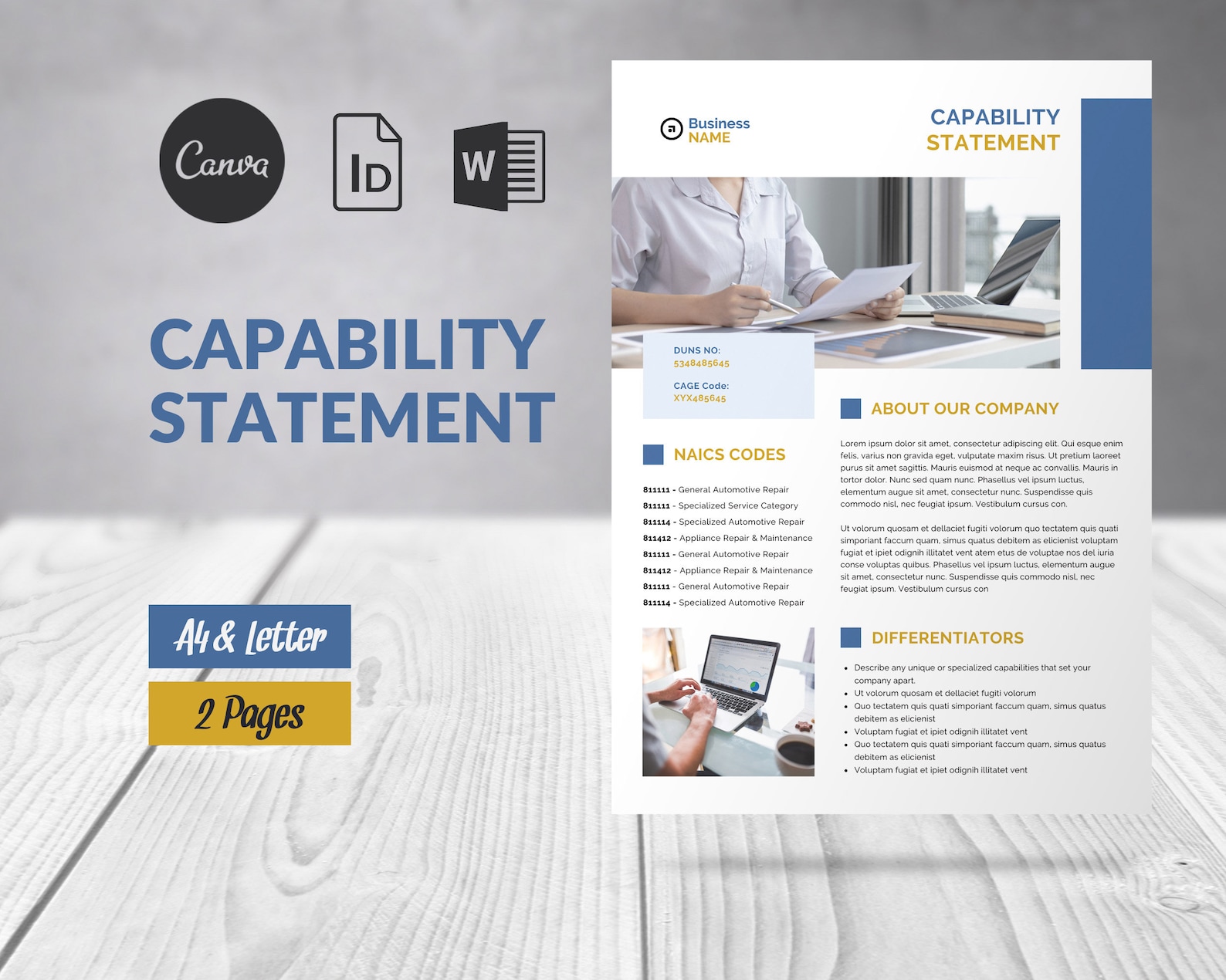 Capability Statement Canva Template Corporate Flyer Word, Business Document Capability Statement ...