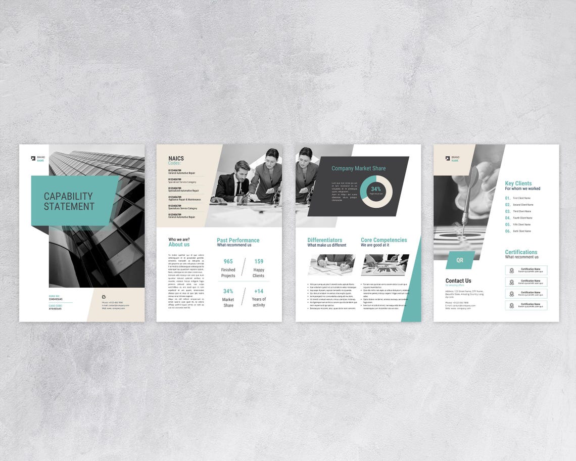 Capability Statement Template Canva Business Brochure Bifold, Business ...
