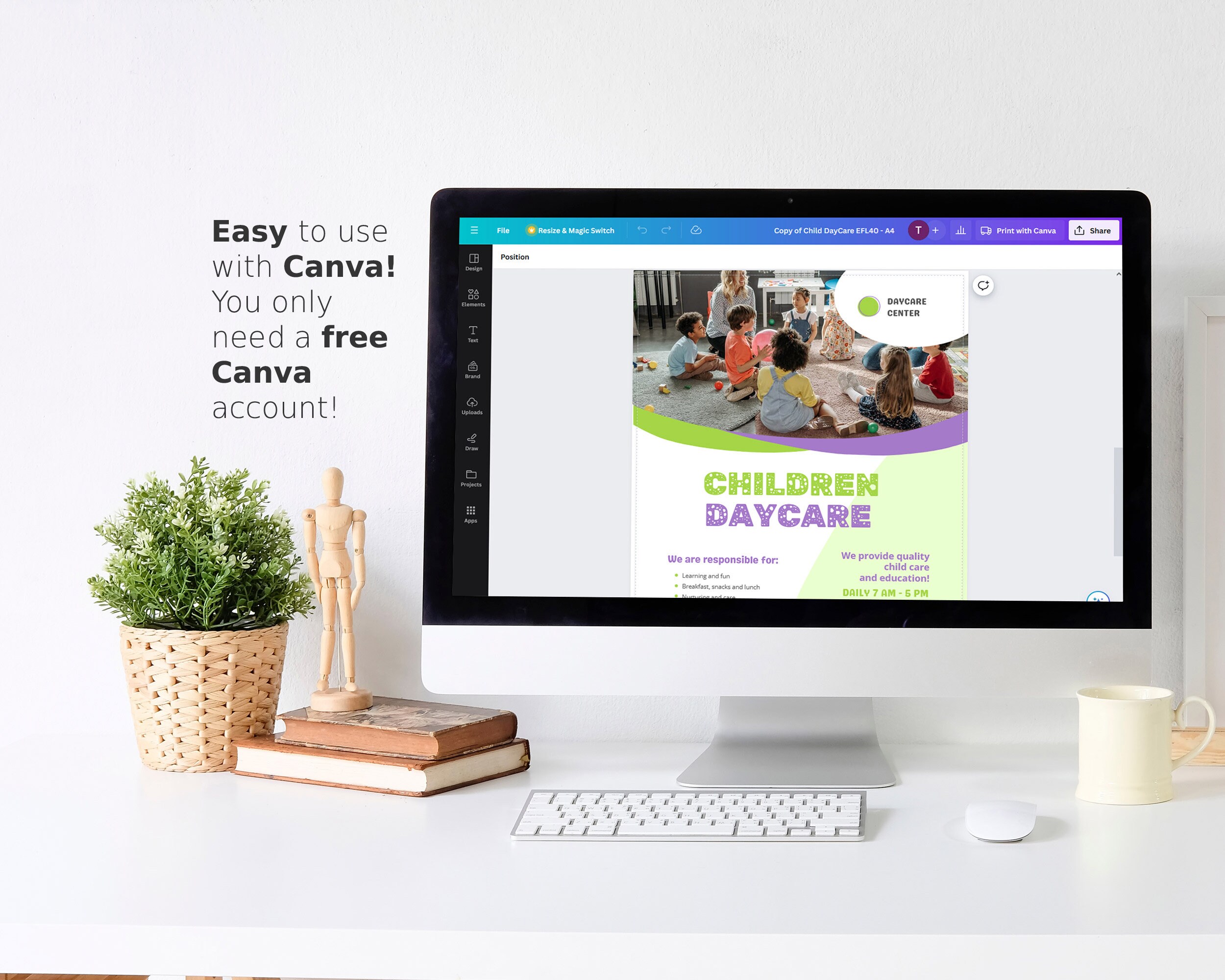 Child Daycare Center Flyer Template Canva Editable, Children Day-care ...