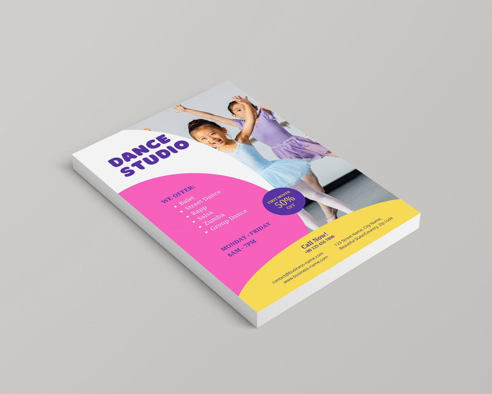 Dance Studio Flyer Template Canva Editable, Kids Dance Classes Ballet ...