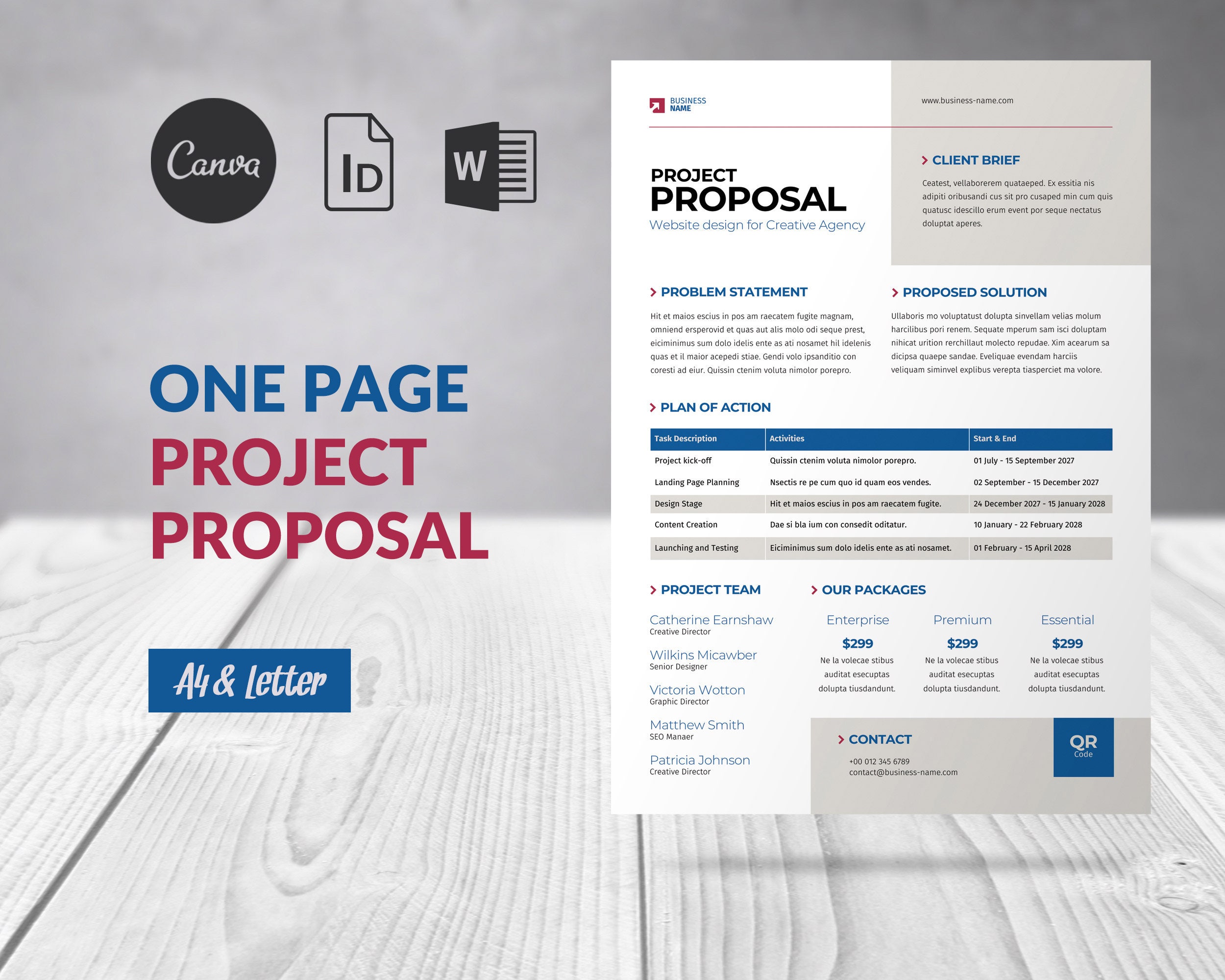 Minimal Project Proposal Canva Template, Word Simple Proposal, Business ...