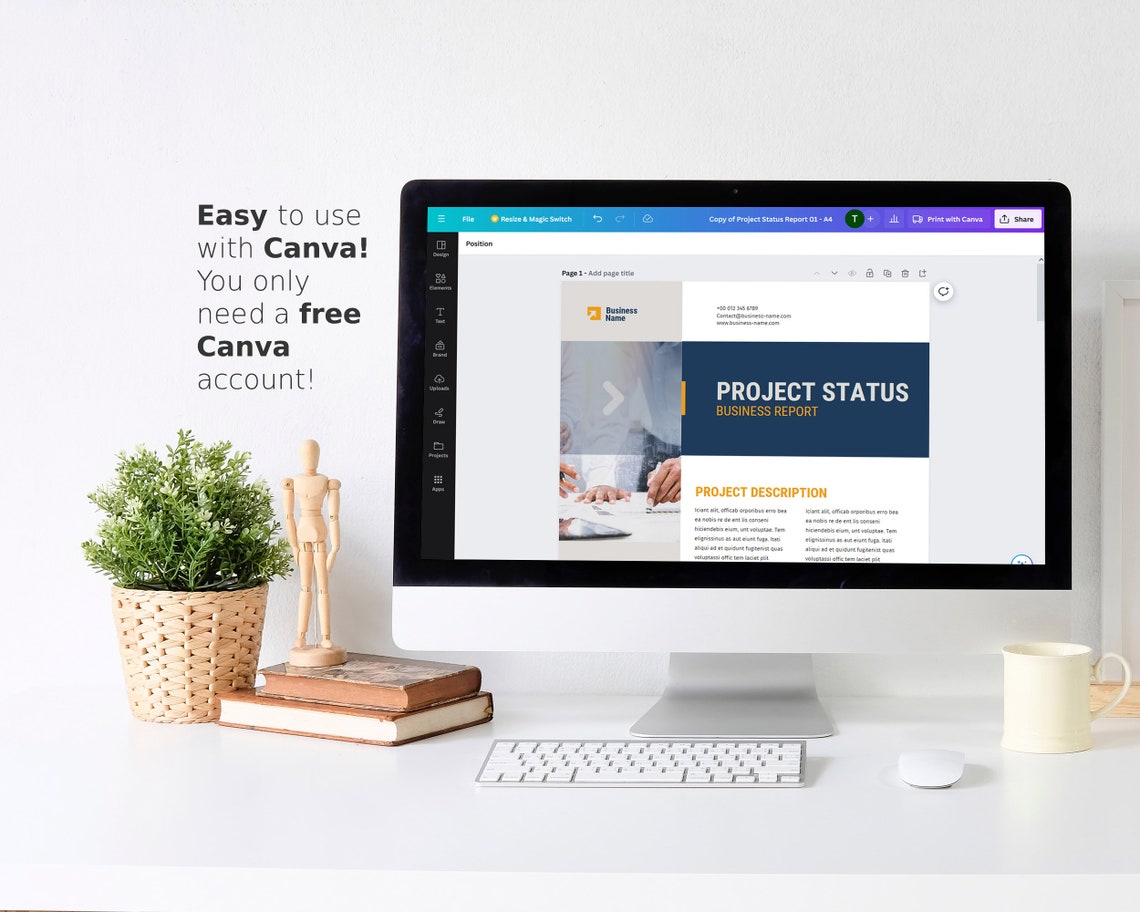 Project Status Report Template Canva, Project Summary MS Word, Progress ...