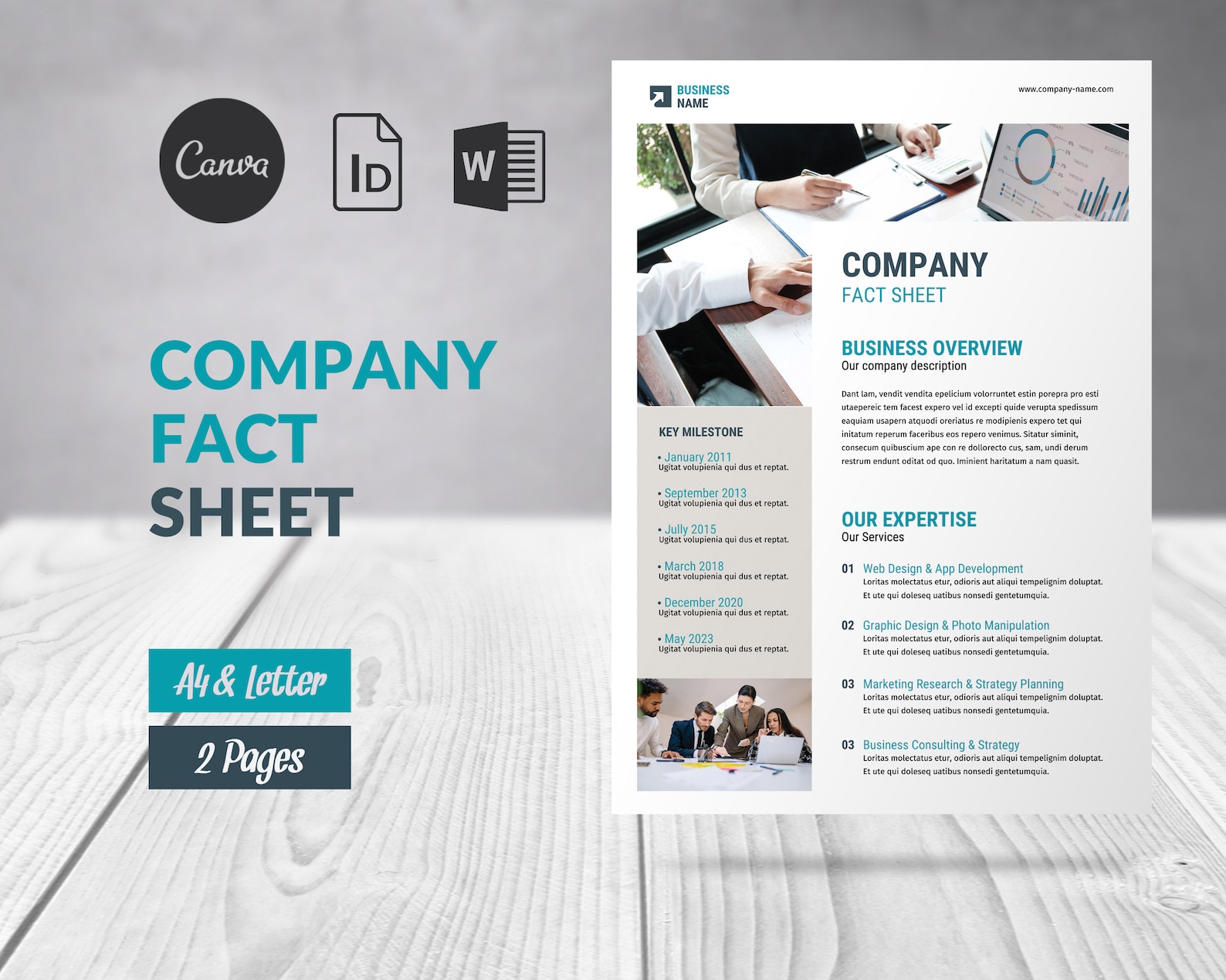 Business Fact Sheet Template Canva, Business Profile Word Template ...