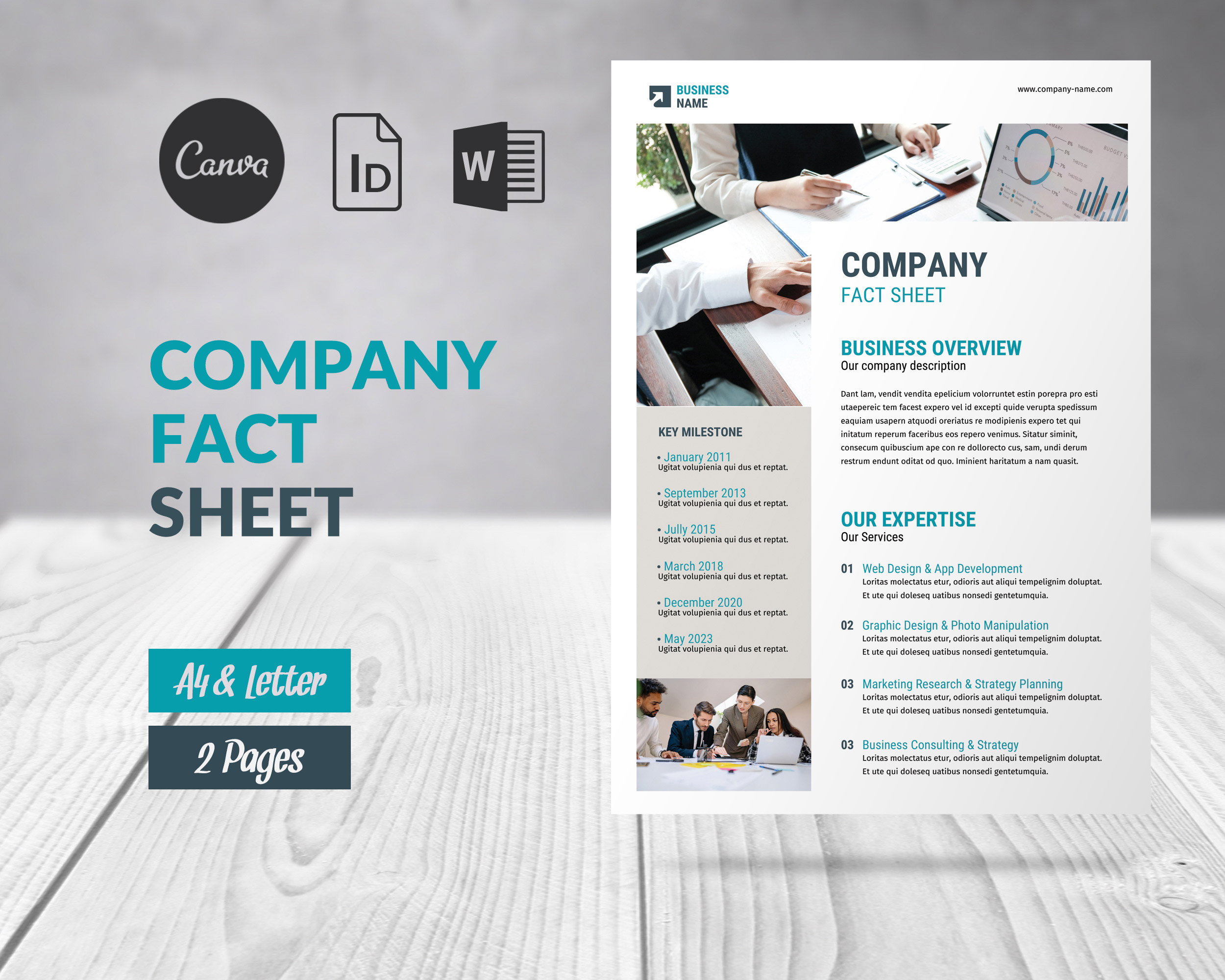 Business Fact Sheet Template Canva, Business Profile Word Template ...