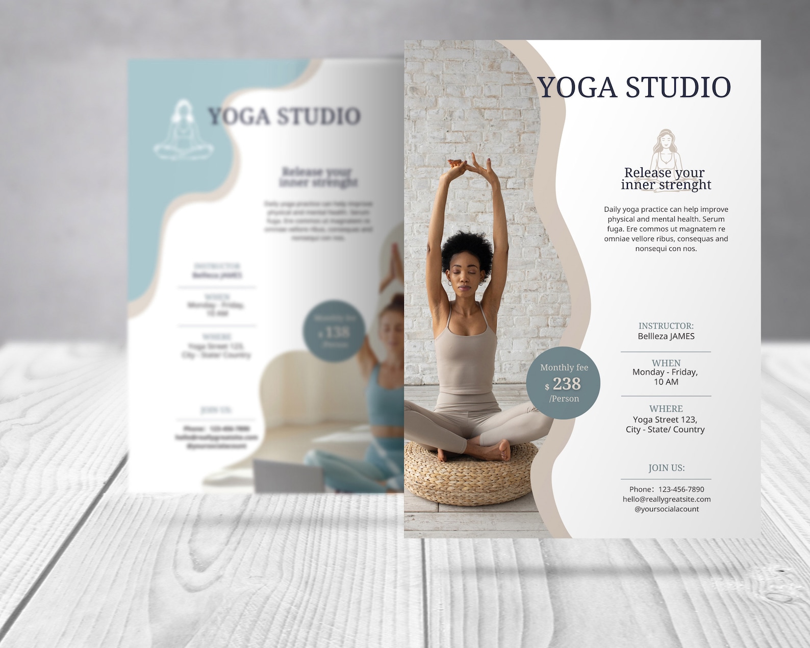 Yoga Class Flyer Template Canva Editable, Yoga Instructor, Premade ...