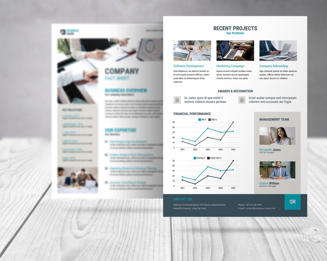 Business Fact Sheet Template Canva, Business Profile Word Template ...