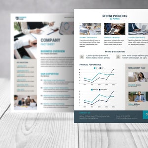Business Fact Sheet Template Canva, Business Profile Word Template ...