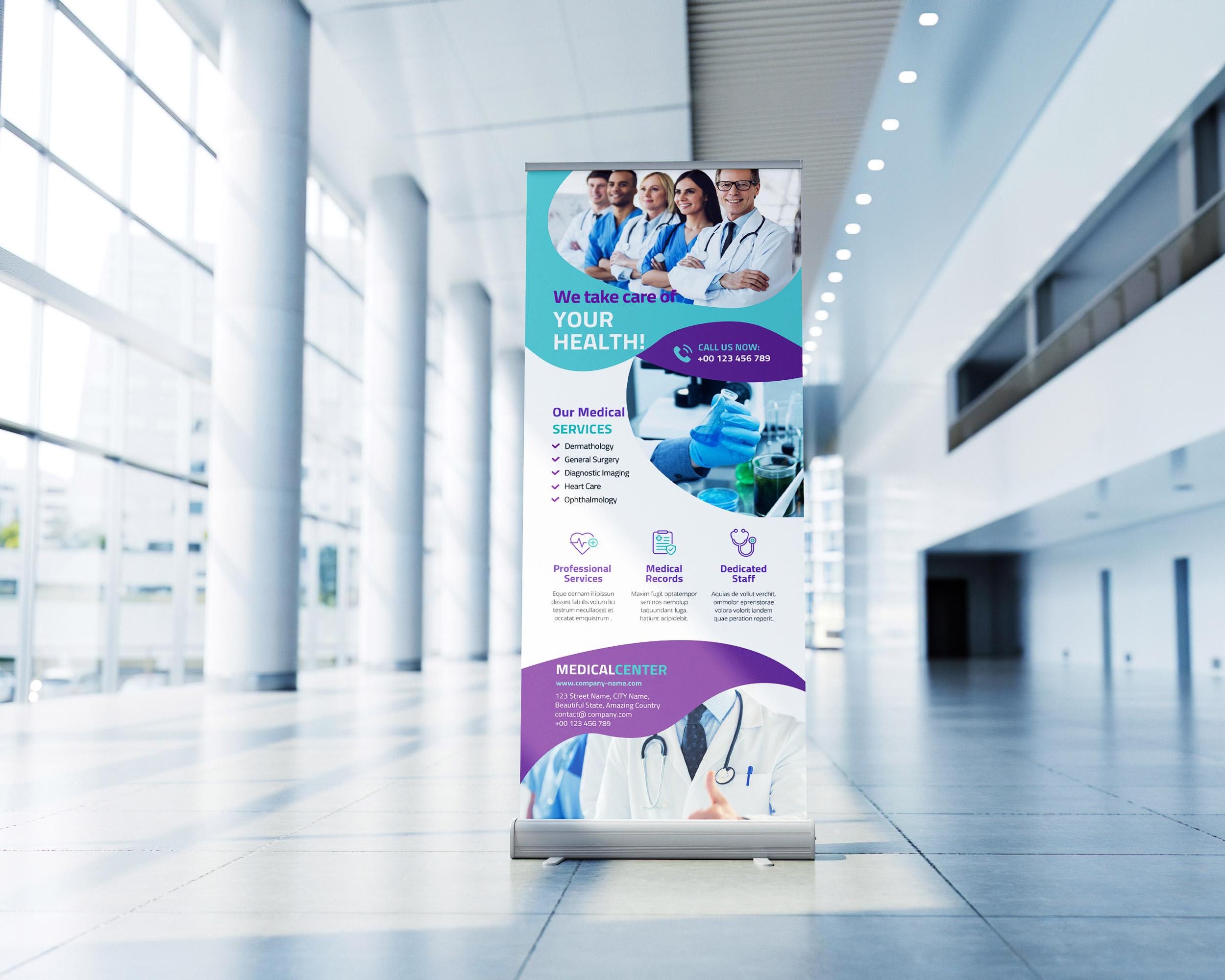 Healthcare Business Rollup Banner Template Canva Editable, Health ...