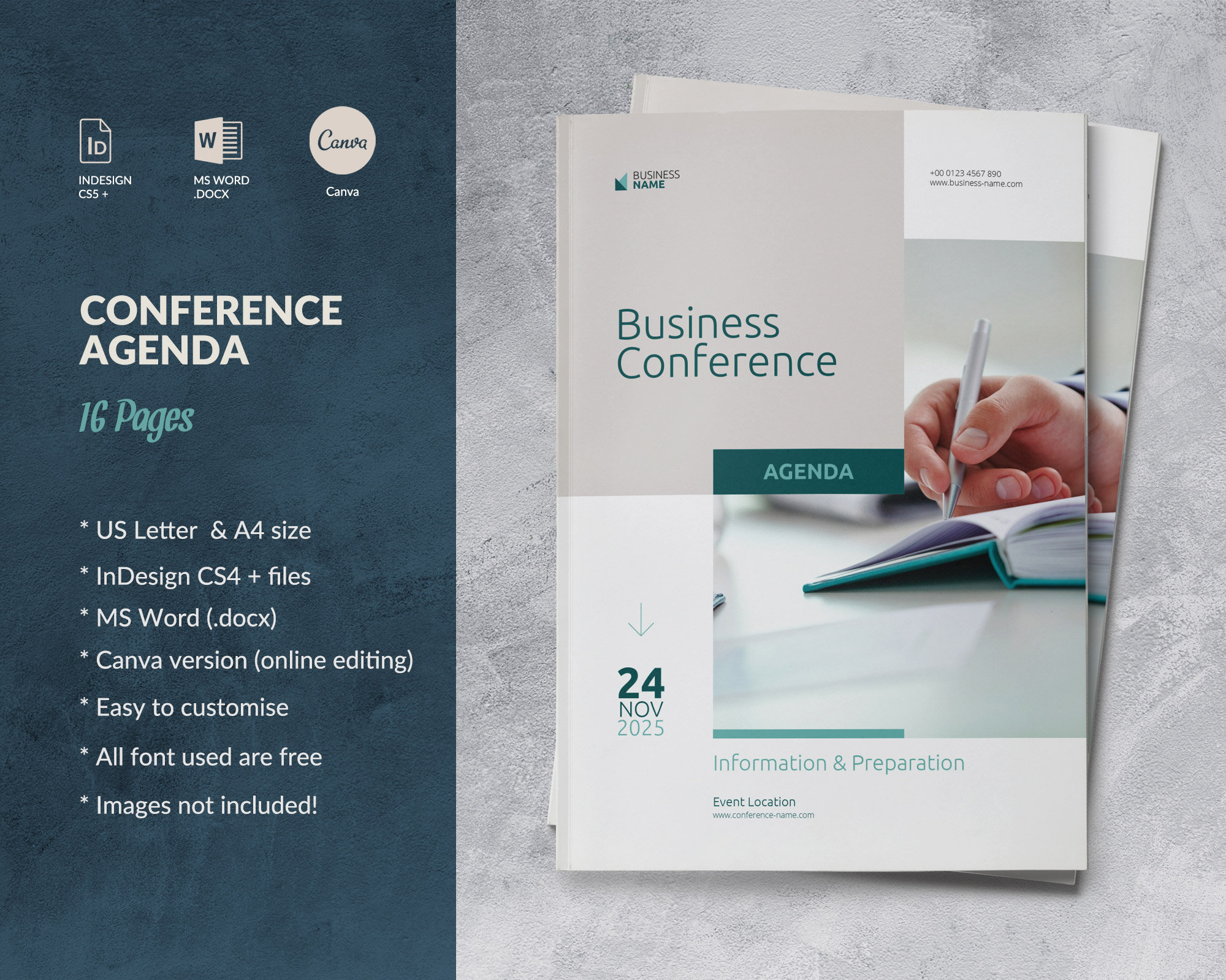 Conference Template Agenda Canva, Business Event Schedule Booklet ...