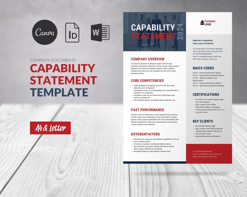 Capability Statement Template Canva Business Profile, Flyer Corporate ...