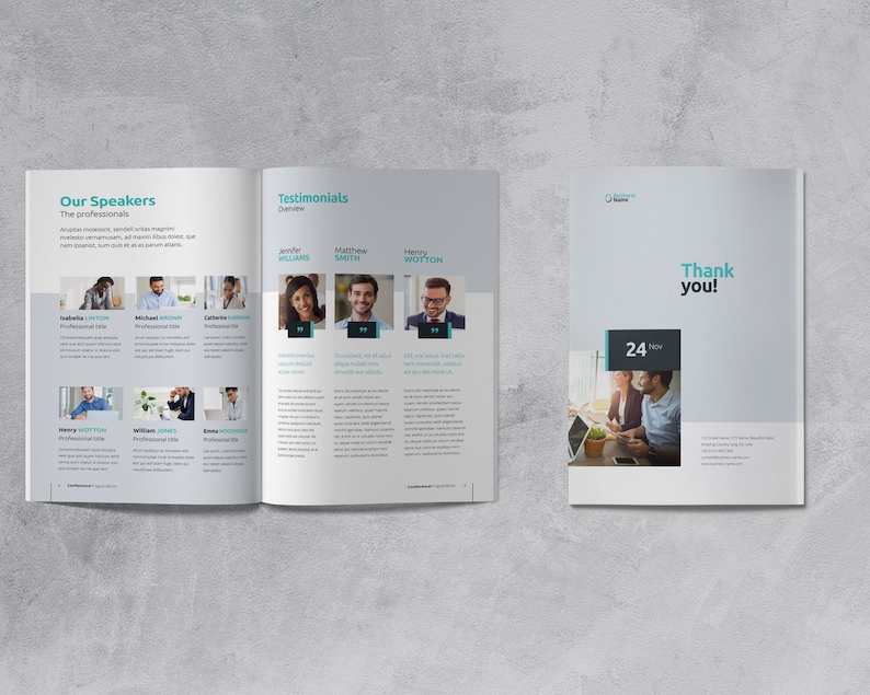Conference Business Brochure Magazine, Conference Agenda Canva Template ...