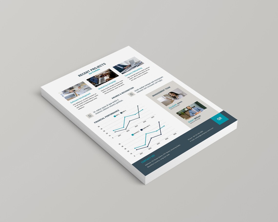 Business Fact Sheet Template Canva, Business Profile Word Template ...