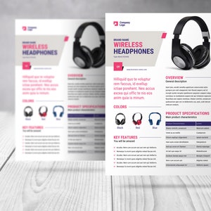 Product Sheet Template Canva Flyer, Word Editable Design Product Data ...