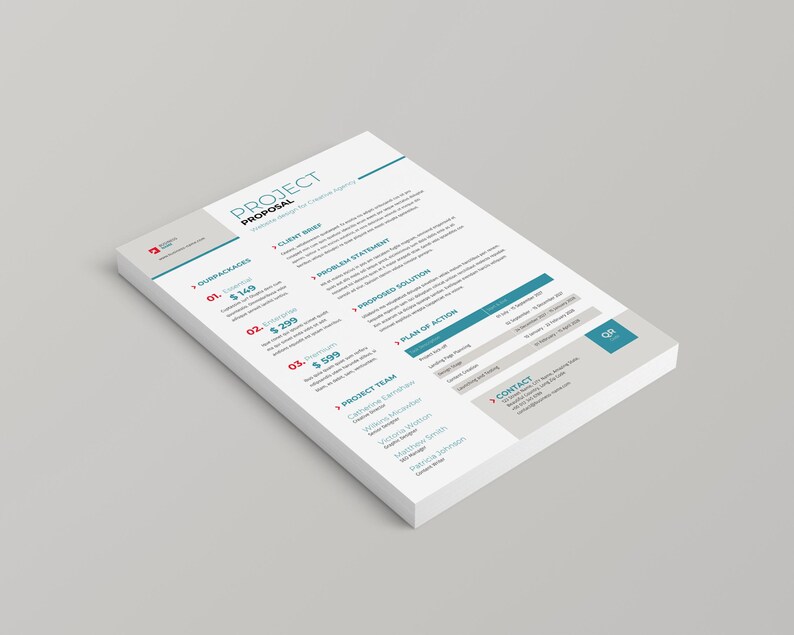 Simple One-page Proposal Canva Template, Minimal Project Proposal Word ...