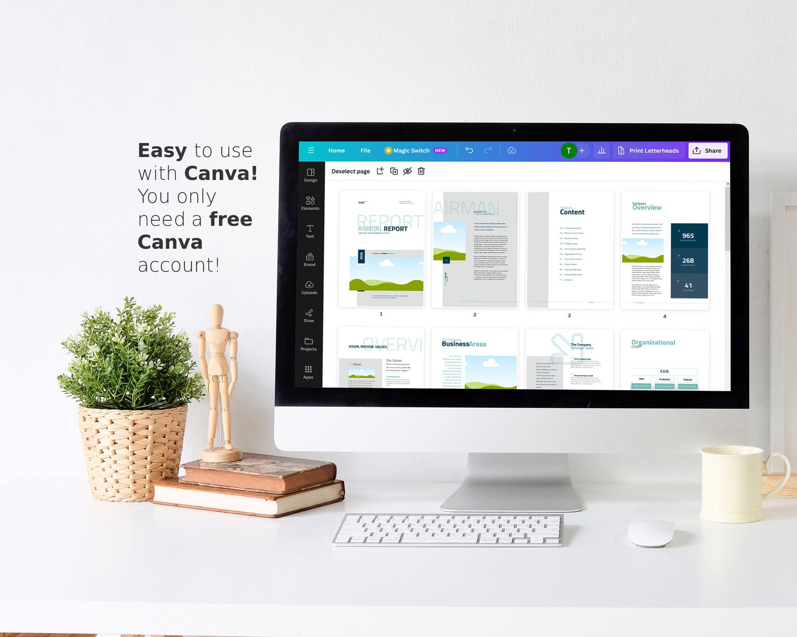 Annual Report Canva Template, Whitepaper Design, Marketing Reports ...