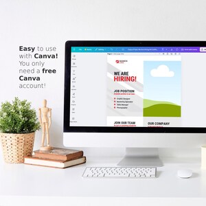 Now Hiring Flyer Template Canva Editable, Employee Recruitment Ad ...