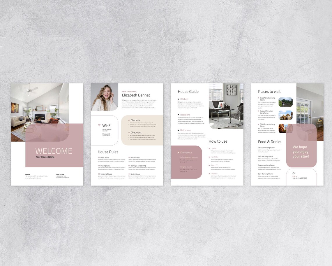 Airbnb Welcome Book Template Canva, Airbnb Checklist House Rules Manual ...