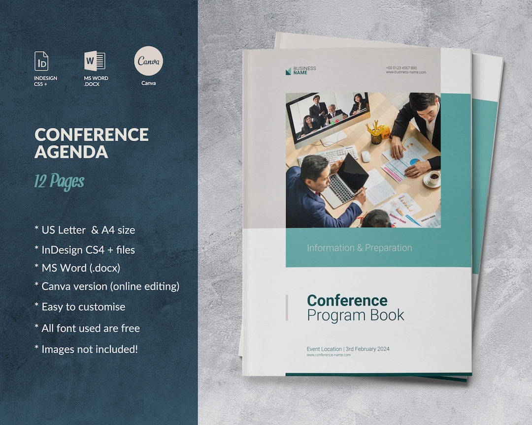 Conference Agenda Canva Template, Event Meeting Program, Meeting Agenda ...
