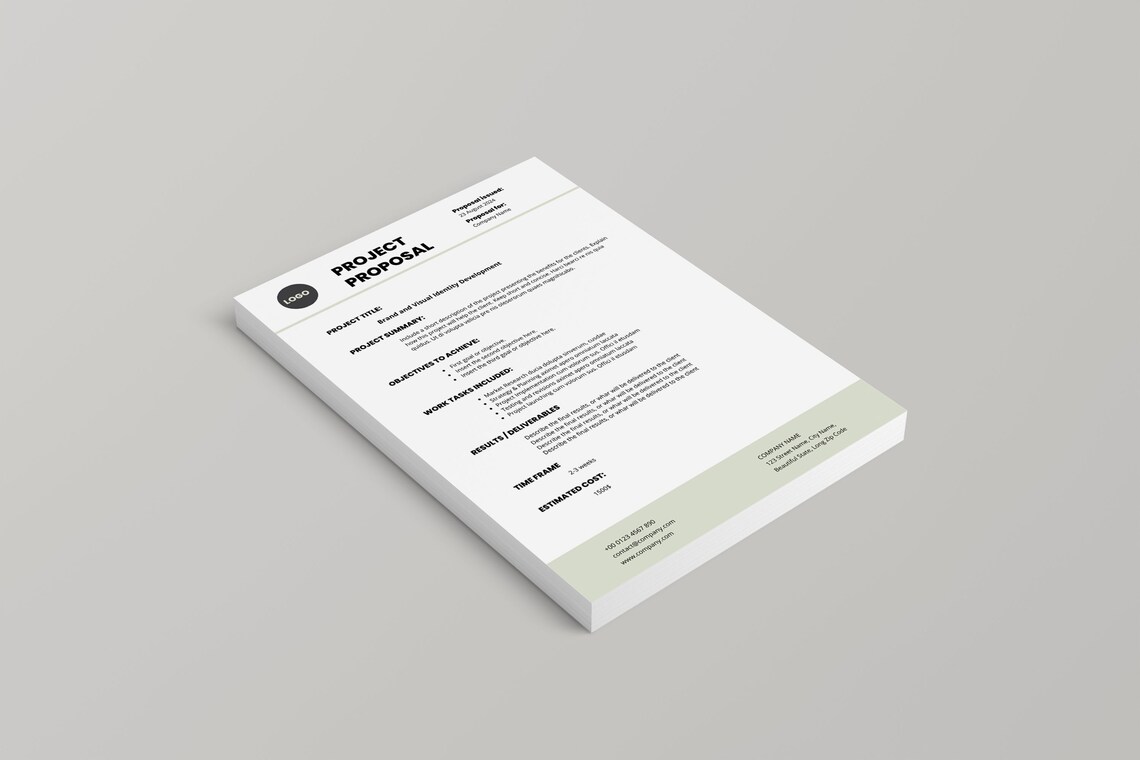 Minimal Project Plan Canva, Simple Proposal Word, Work Estimate Invoice ...