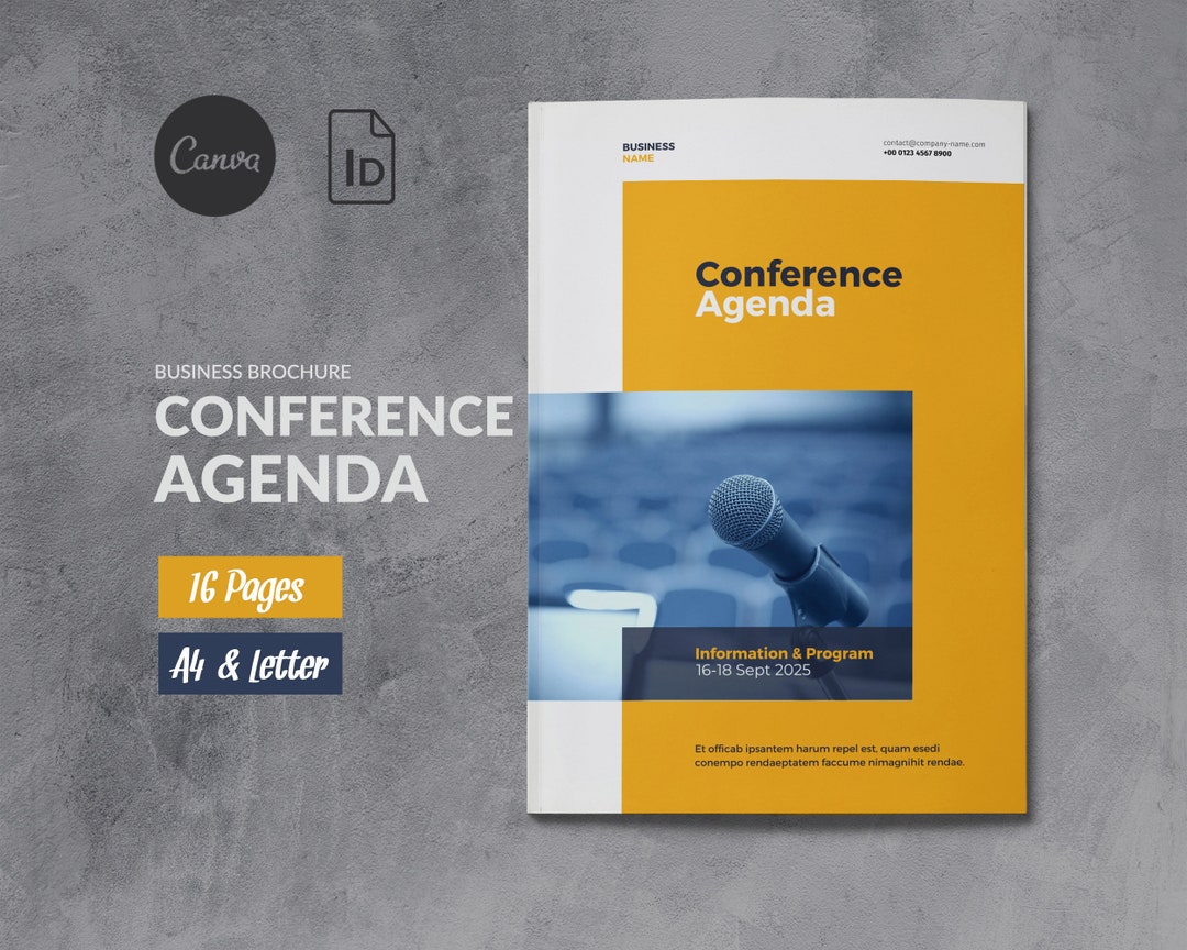 Event Confererence Brochure Template, Canva Conference Agenda Template ...