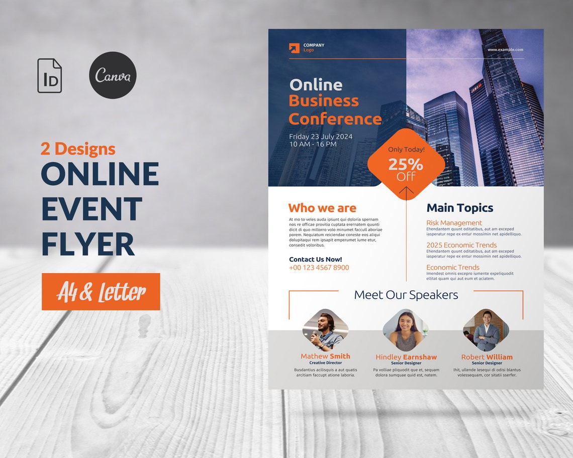 Business Conference Flyer Template, Event Flyer Canva Editable, Live ...