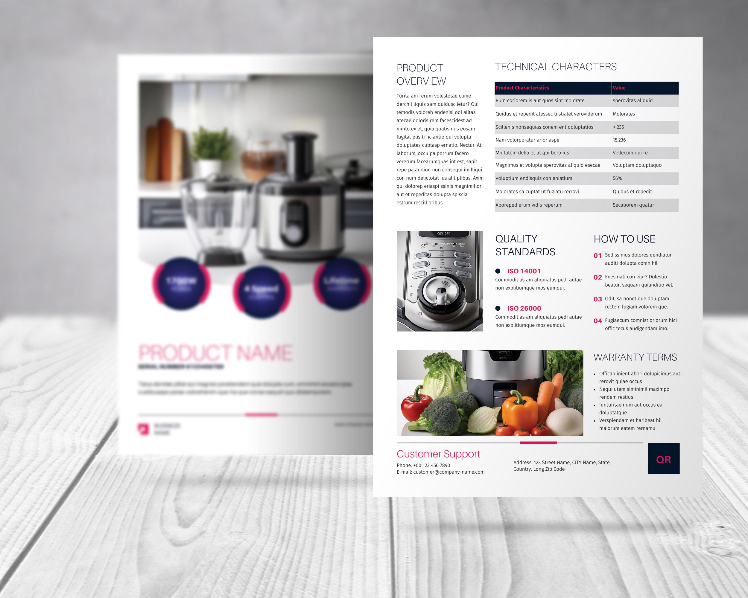 Product Data Sheet Template Canva, Technical Data Sheet Word Editable ...