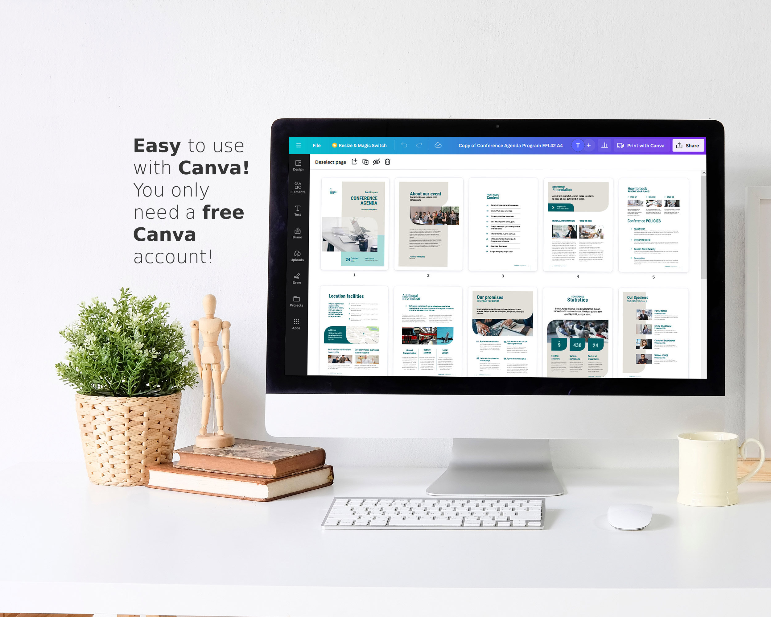 Conference Agenda Template Canva, Business Event Brochure Canva ...